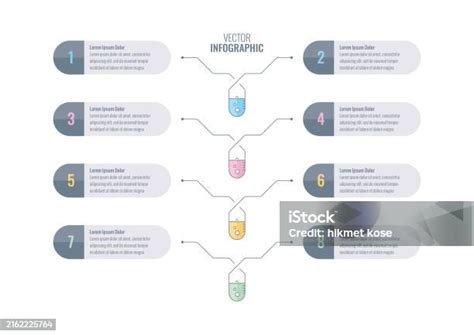여덟 단계 시험관 인포그래픽 템플릿 비즈니스 산업 교육 기술 과학을 위한 인포그래픽 템플릿입니다 연례 보고서 책 잡지를 위한