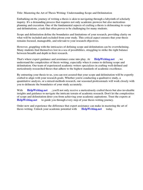 Thesis Scope And Delimitation Sample Pdf Thesis Methodology