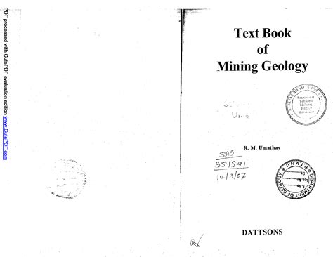Solution Textbook Of Mining Geology R M Umathay Studypool