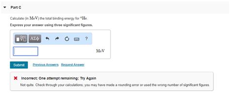 solved part a calculate in mev the total binding energy