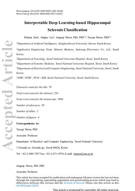 Pdf Interpretable Deep Learning‐based Hippocampal Sclerosis Classification