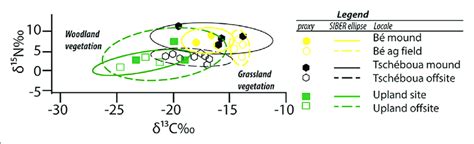 δ N vs AIR and δ C vs VPDB for samples collected in