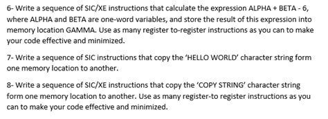 6 write a sequence of sic xe instructions that