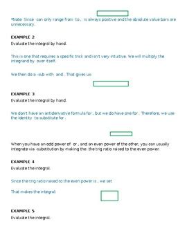 Trig Integrals Lesson By Kendon Black TPT