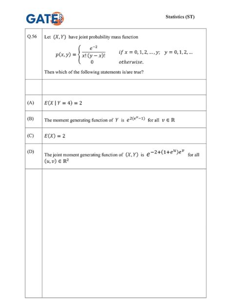 Gate 2023 Statistics Question Papers Gate 2023 Statistics Question Papers