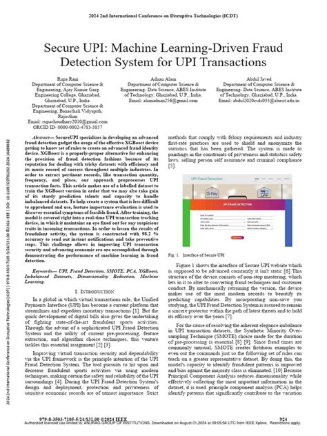 Secure Upi Machine Learning Driven Fraud Detection System For Upi Transactions Pdf Principal