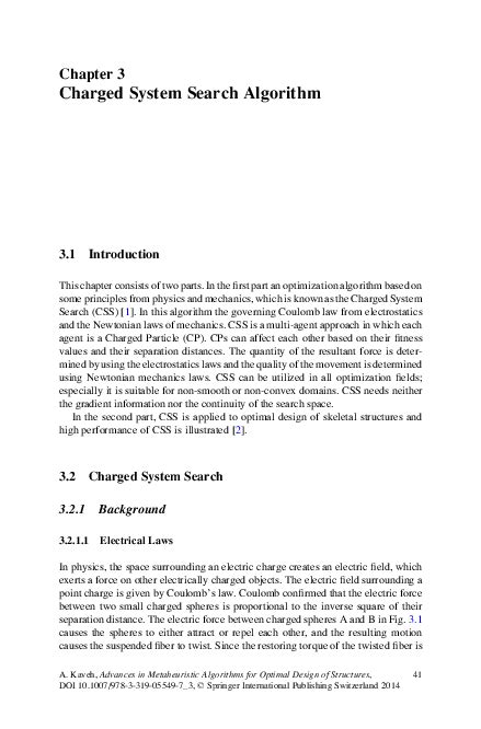 Pdf Charged System Search Algorithm