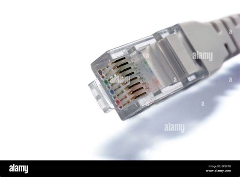 RJ45 Connector Of UTP Cable Closeup On White Background Stock Photo Alamy