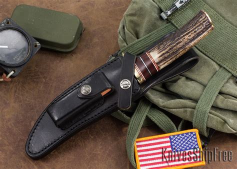 Randall Made Knives Model 27 Trailblazer Stag Red Micarta Spacers