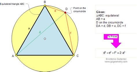 Go Geometry Problem Equilateral Triangle Circumcircle Point Vertices Side Distances