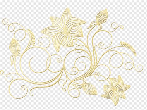 금박 꽃 라인 아트 실루엣 반짝이 꽃 스크롤 프레임 빈티지 패턴 레이블 Png Pngwing