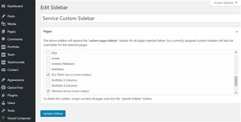 assigning custom sidebars to pages in wordpress — uxbarn