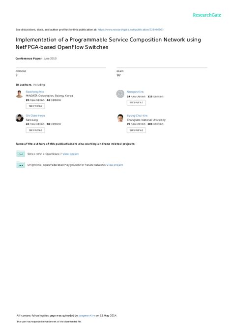 Pdf Implementation Of A Programmable Service Composition Network Using Netfpga Based Openflow