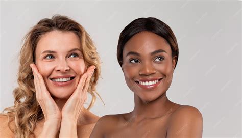 Premium Photo Happy Halfnaked Ladies Looking At Copy Space Collage