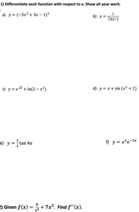 Solved 1 Differentiate Each Function With Respect To X