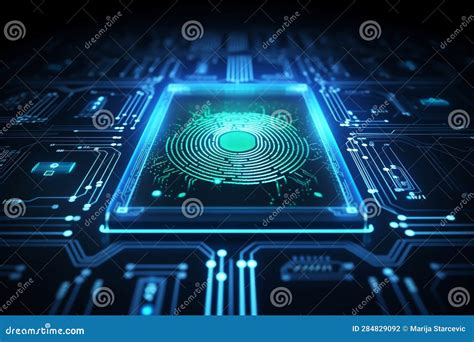 Fingerprint Integrated In A Printed Circuit Releasing Binary Codes Biometric Security Stock