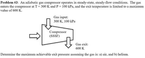Solved Problem 3 An Adiabatic Gas Compressor Operates In