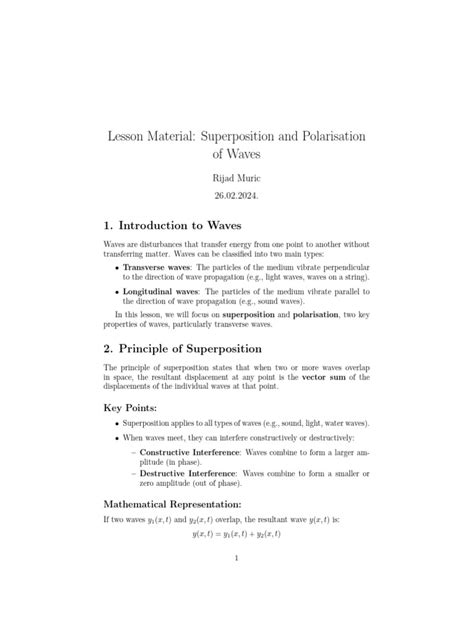 Superpositin And Polarisation Pdf Waves Polarization Waves
