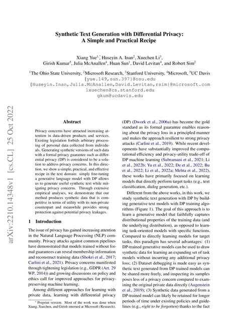 Synthetic Text Generation With Differential Privacy A Simple And