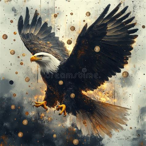 Bald Eagle With Cryptocurrency Symbols In Dramatic Art Stock Image Image Of Strong