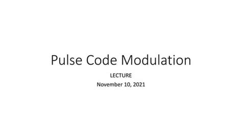 Pulse Code Modulation Pcm Ppt