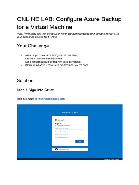 Online Lab Configure Azure Backup For A Virtual Machine Your