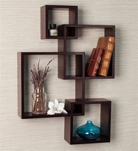 Buy Engineered Wood Intersecting Wall Shelf In Brown Colour At 33 Off By Driftingwood Pepperfry