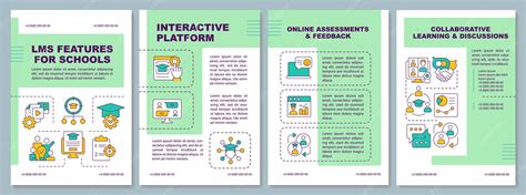 Premium Vector Lms Features For School Turquoise Brochure Template