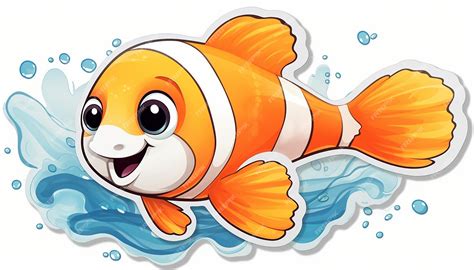 Premium Photo Happy Cute Nemo White Background Sticker Format