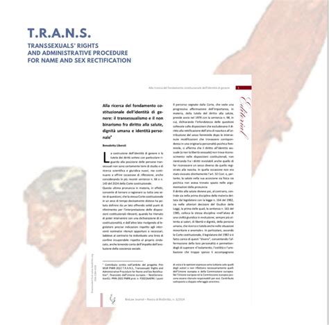 ‼️ Sullultimo Numero Della Rivista Biolaw Journal Oltre Al Forum Sul Progetto Trans è