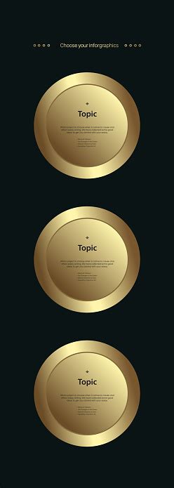 3개의 고급 다목적 인포그래픽 버튼과 3개의 황금 버튼 템플릿 그룹 0명에 대한 스톡 벡터 아트 및 기타 이미지 Istock