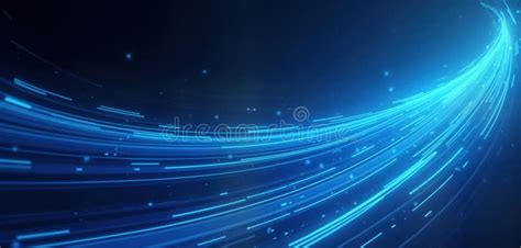 Dynamic Abstract Blue Design With Glowing Curved Lines Futuristic Tech Background With Light