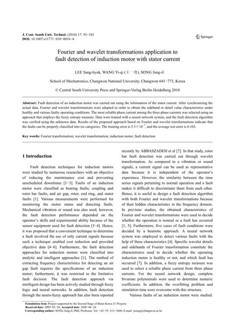 Pdf Fourier And Wavelet Transformations Application To Fault Detection Of Induction Motor With