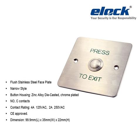 Jual ELOCK Exit Button Stainless Steel Square Style Single Pole Shopee Indonesia