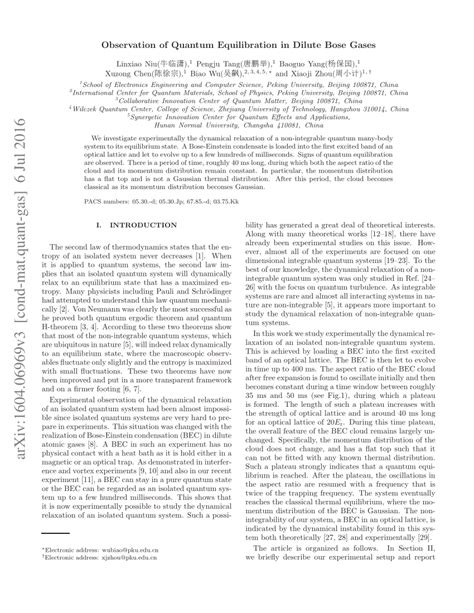 Pdf Observation Of Quantum Equilibration In Dilute Bose Gases