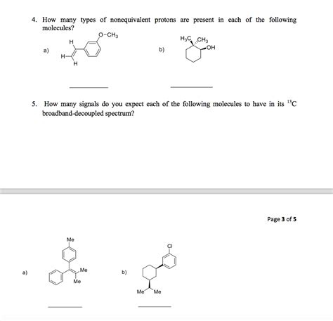 Solved 4 How Many Types Of Nonequivalent Protons Are