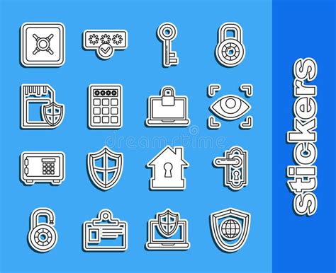 Set Line Shield With World Globe Door Handle Eye Scan Key Password Protection Safety Access