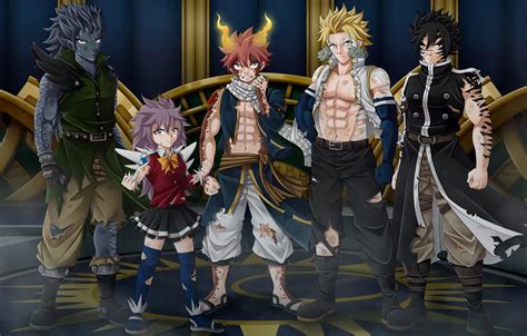 Обои Anime Art Fairy Tail Natsu Dragneel Gajeel Redfox Wendy