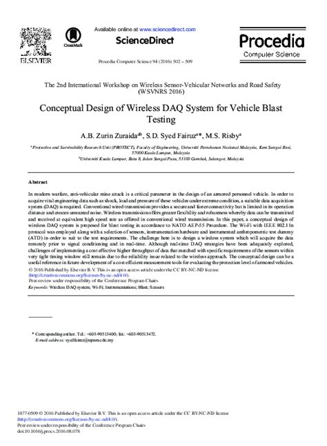 Pdf Conceptual Design Of Wireless Daq System For Vehicle Blast Testing