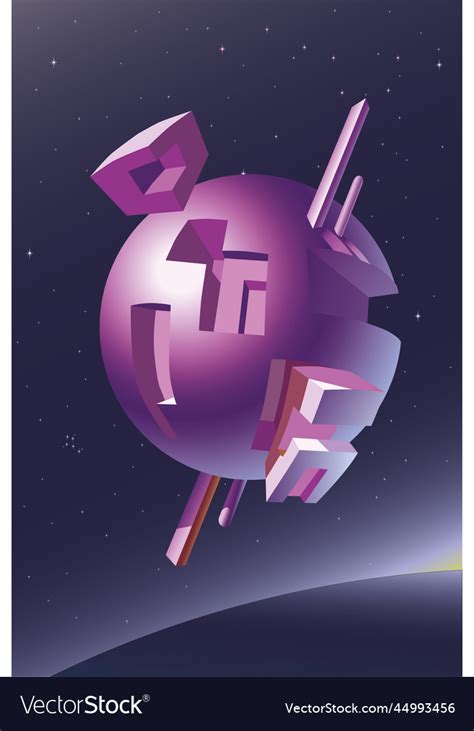 Abstract Spaceship Near Planet Background Vector Image