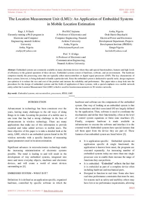 Pdf The Location Measurement Unit Lmu An Application Of Embedded