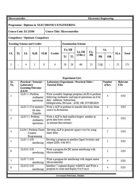 mic lab manualpdf pdf assembly language electric motor