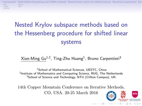 Pdf Nested Krylov Subspace Methods Based On The Hessenberg Procedure For Shifted Linear Systems