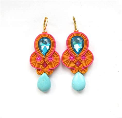 Dangle Earrings Colorful Drop Earrings Festive Earrings Turquoise