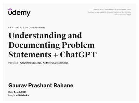 Udemy Course Completion Certificate Gaurav Prashant Rahane