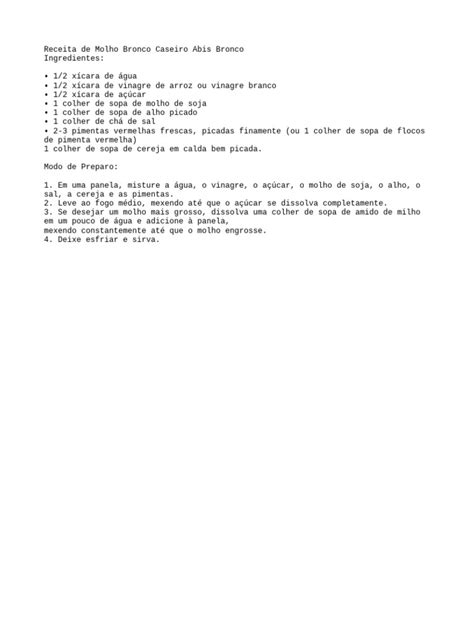 Molho Bronco Da Arbys Berry Souce Pdf