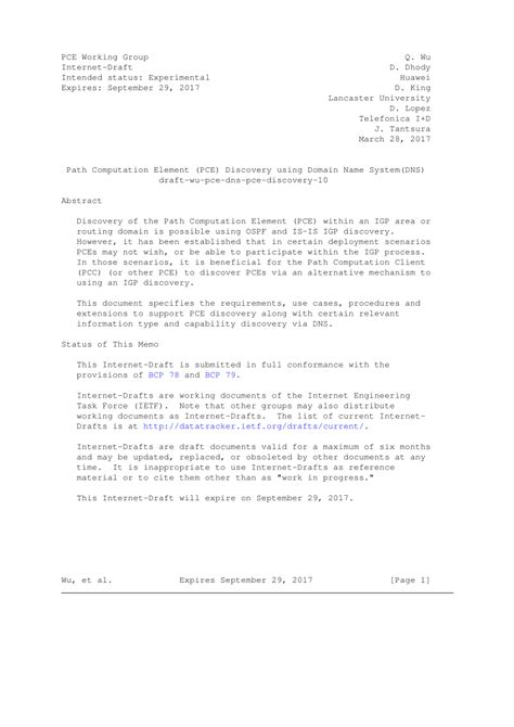 Pdf Path Computation Element Pce Discovery Using Domain Name Systemdns