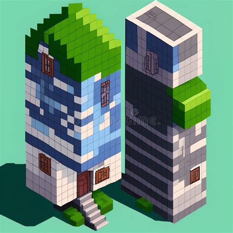 Pixel House Generative Ai Illustration Stock Illustration