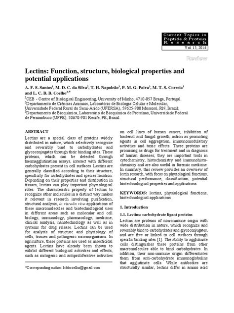 Lectins Function Structure Biological Properties And Pdf Cell Adhesion Proteins
