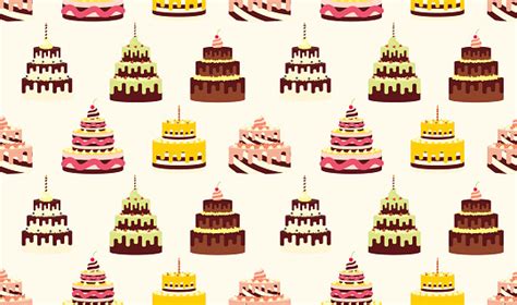 생일 결혼식 기념일 및 기타 행사에 대 한 크림과 함께 다른 케이크와 함께 완벽 한 패턴입니다 흰색 바탕에 평면 디자인의 벡터 일러스트 레이 션 갈색에 대한 스톡 벡터 아트